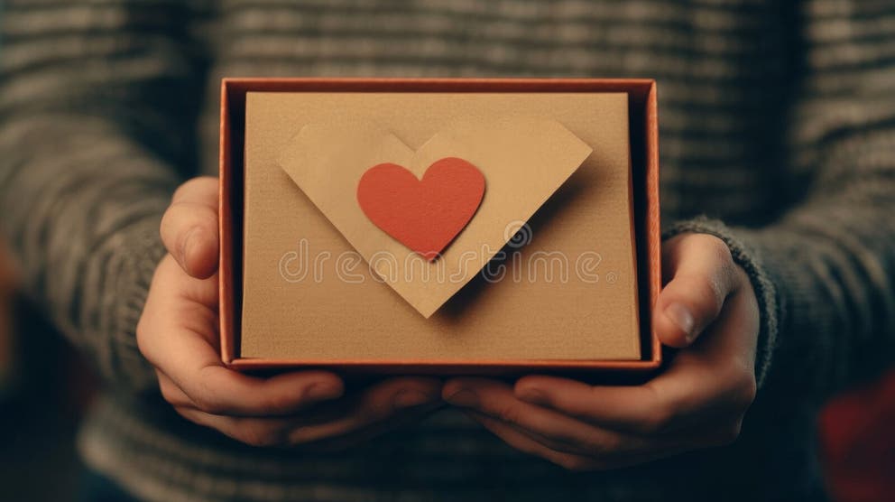 Hands Offering a Gift Box with a Heart Stock Illustration ...