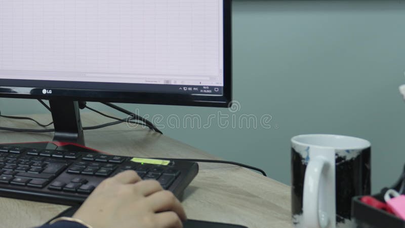 Hands of an Office Employee Working at a Computer. Stock Video - Video ...