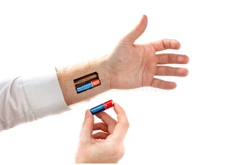 The Hands of an Office Worker Man in a Shirt with a Raised Sleeve ...