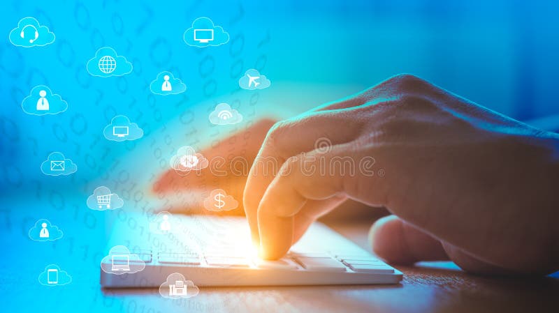 Hands of Office Worker Typing on the Keyboard, Internet Services in ...