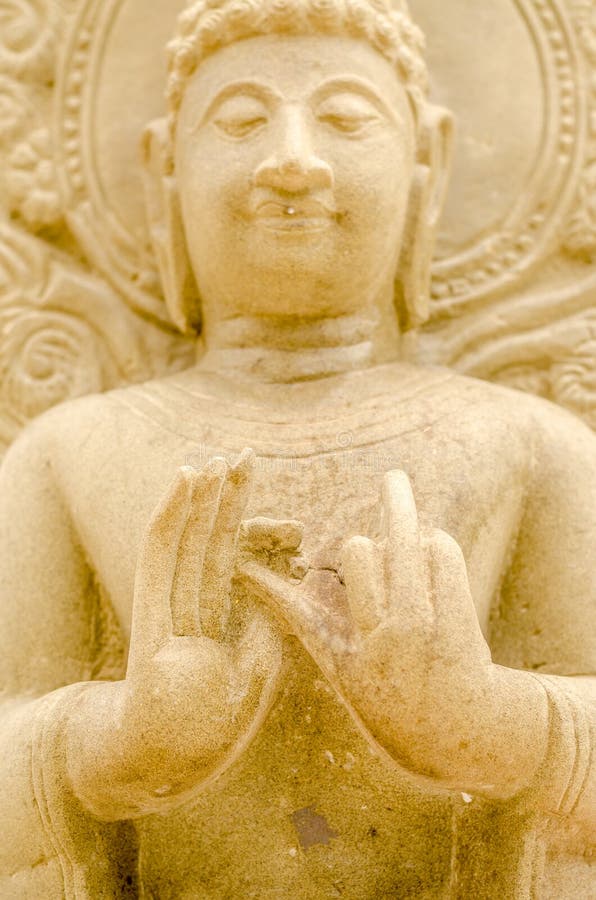 Hands of the Old Buddha Statue in Thai Temple Stock Image - Image of ...
