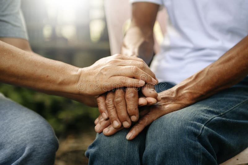 Hands of the Old Man and a Woman Hand Stock Image - Image of care ...