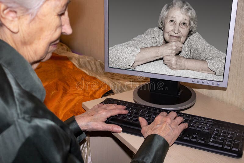 Hands of an Old Woman on a Computer Keyboard Stock Image - Image of ...