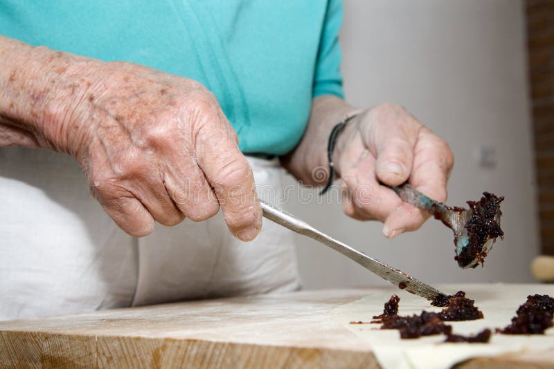 Hands of Old Woman at Cooking Stock Image - Image of cunning, sunset ...