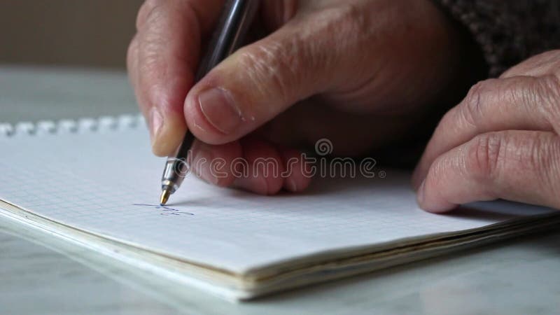 Hands of an Old Woman with a Sheet for Writing. Stock Video - Video of ...
