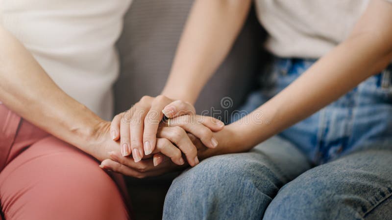 Hands of the Old Woman and a Wman Hand in Home Stock Photo - Image of ...