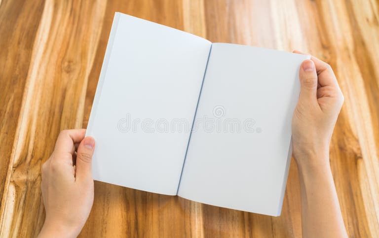 Hands Open Book on Wood Table . Stock Photo - Image of girl, table ...