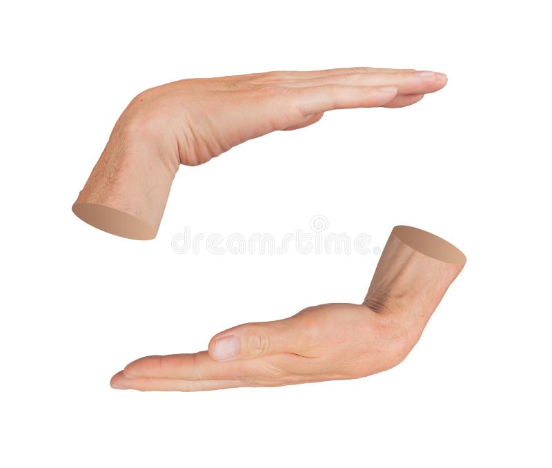 Hands, Open Palm, Side View Isolated on White Background. Stock Image ...