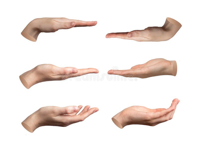 Hands, Open Palm, Side View Isolated on White Background. Stock Image ...