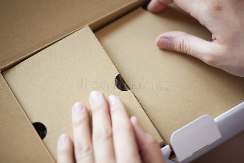Hands opening box stock image. Image of opening, woman - 45789055