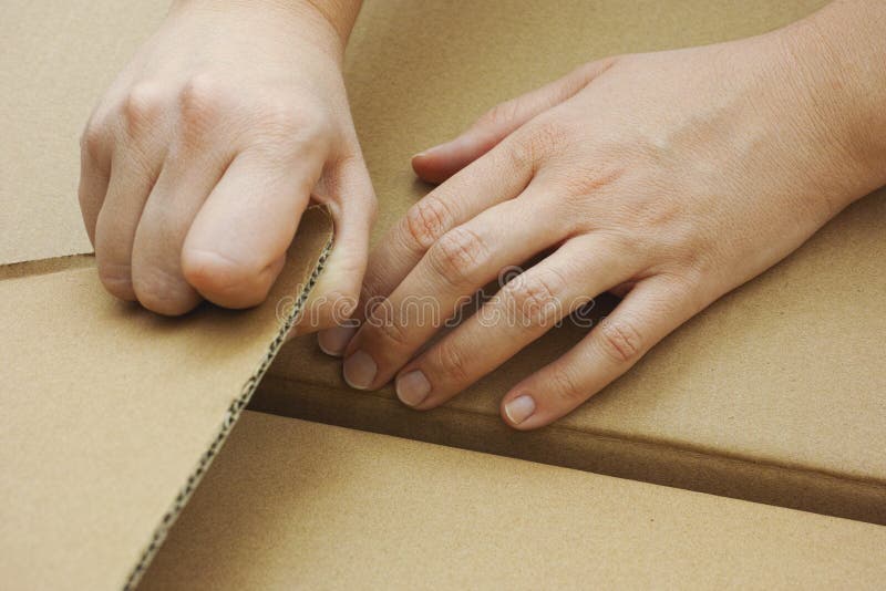 Hands Opening Cardboard Box Stock Image - Image of carton, opening ...