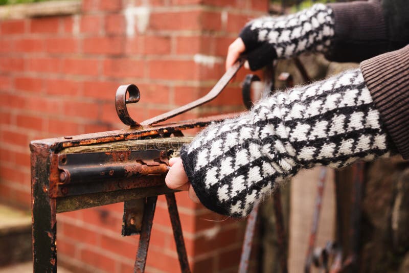 Hands opening gate stock photo. Image of caucasian, wood - 40173968