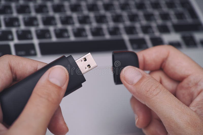 Hands Opening USB Flash Drive Stock Image - Image of insert, computer ...