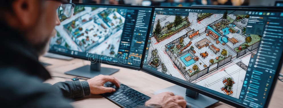 Hands Operate a Mouse and Keyboard while Working on an Architectural ...