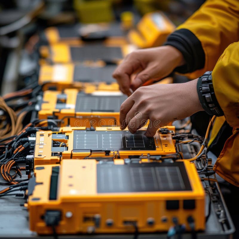 Hands Operating Electronic Devices at Technology Workshop and Lab Stock ...