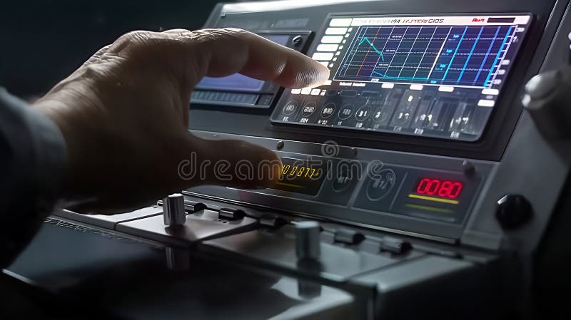 Hands are Operating Several Buttons on a Control Panel Stock ...