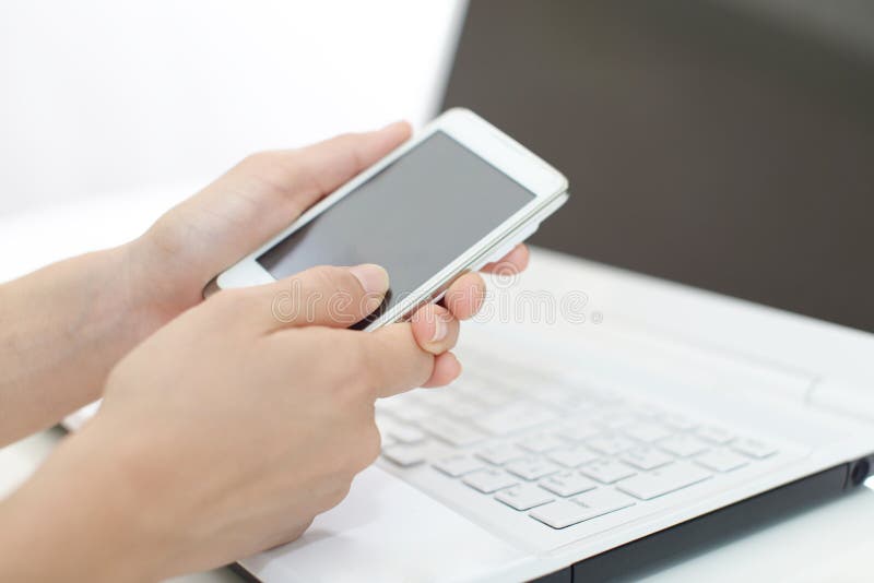 Hands Operating Smart Phone Stock Photo - Image of attractive, health ...