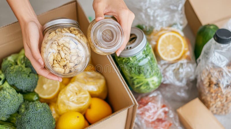 Hands Organizing Non-perishable Food Stock Illustration - Illustration ...