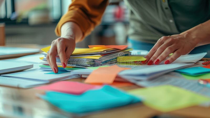 The Hands Organizing Notes..AI Generated Image Stock Image - Image of ...