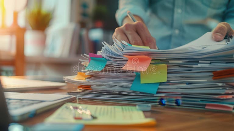 The Hands Sorting Paperwork.AI Generated Image Stock Image - Image of ...