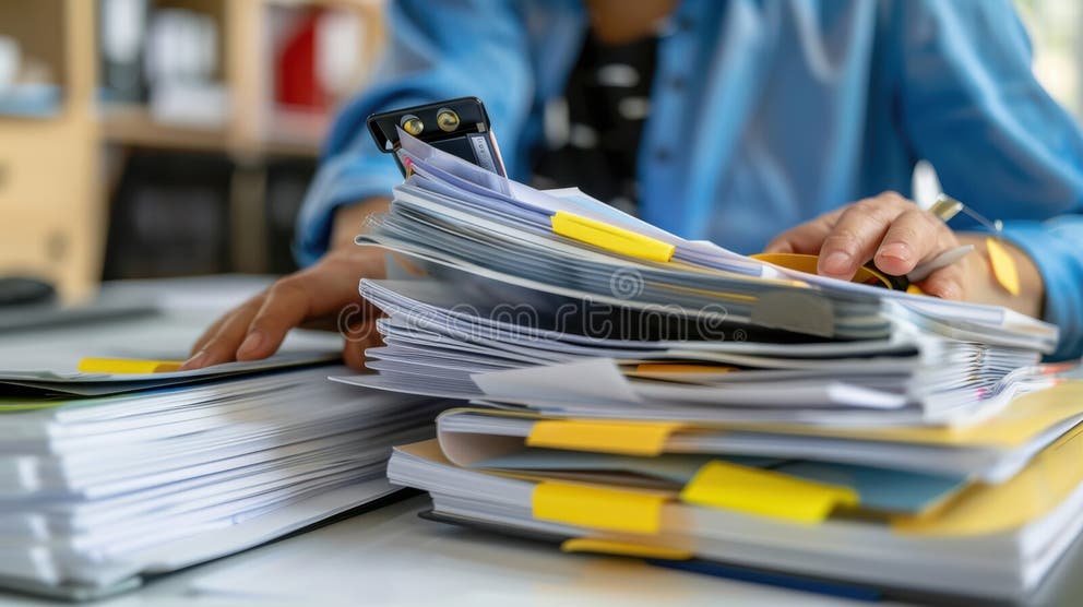 The Hands Sorting Documents.AI Generated Image Stock Image - Image of ...