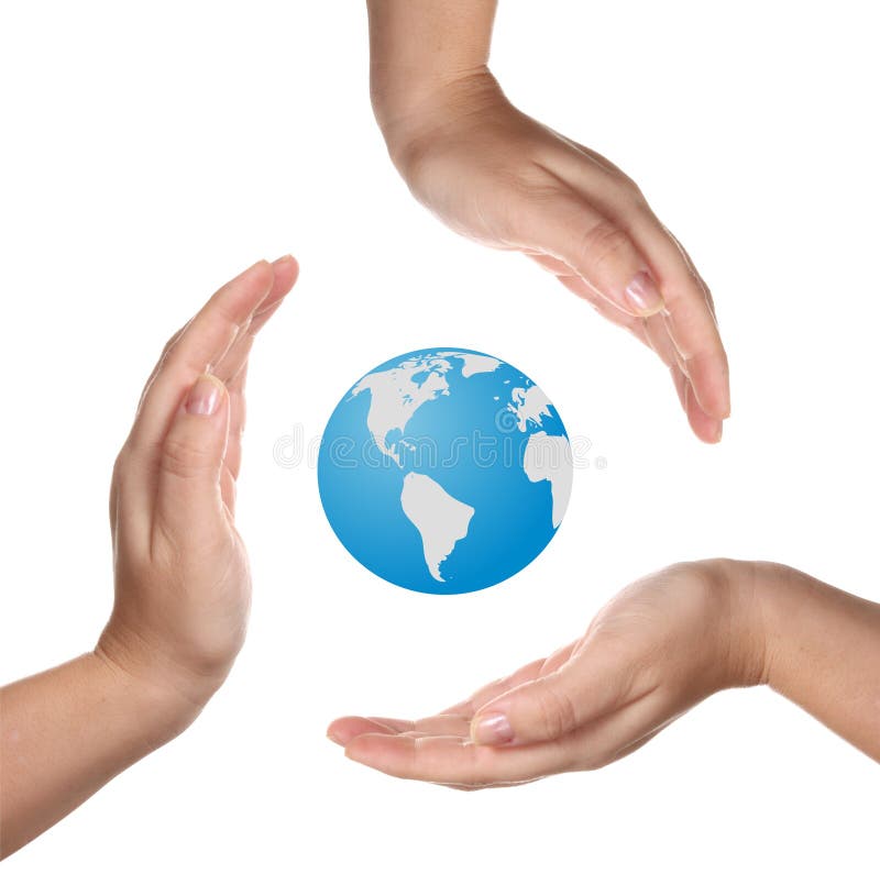 Hands Surrounding the Earth Stock Photo - Image of environmental, human ...
