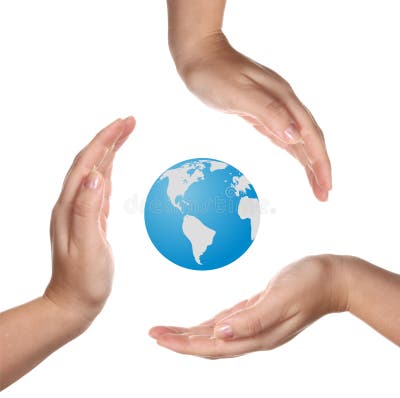 Hands over Earth globe stock image. Image of human, conceptual - 10340587