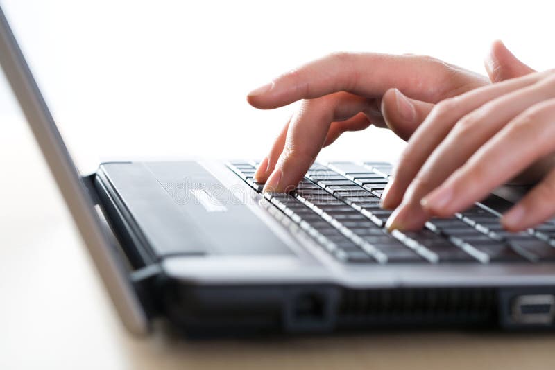 Typing on Computer Keyboard Stock Photo - Image of touching, color ...