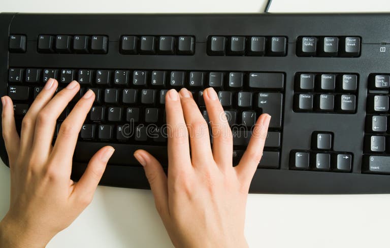 Hands over keyboard stock image. Image of hands, angle - 10336839