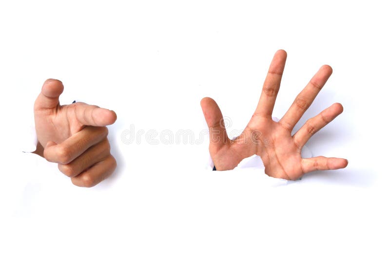 Hands Over Paper on White Backgrounds Stock Image - Image of advertise ...