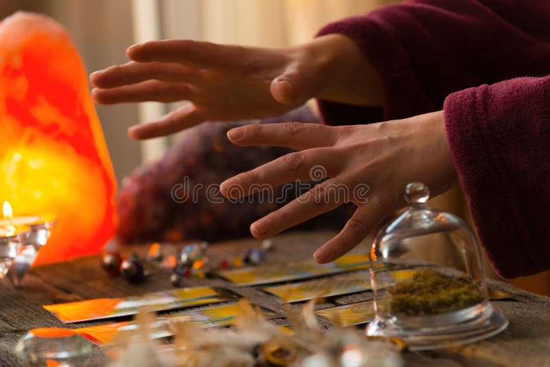 Hands over tarot cards stock image. Image of dark, magician - 65312319