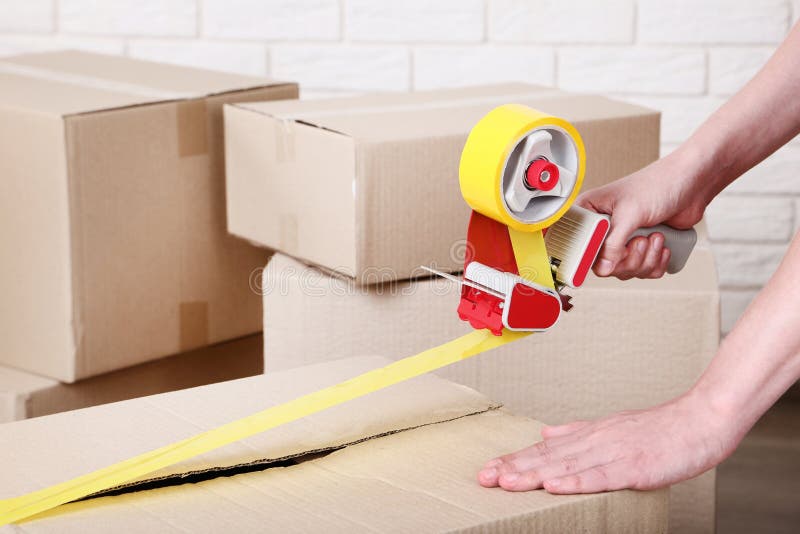 Hands Packaging Cardboard Box Stock Image - Image of packer, blank ...