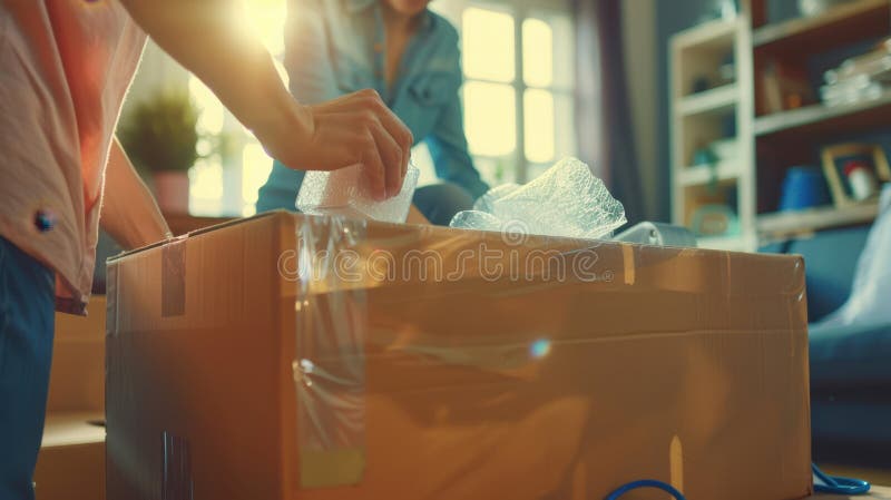 The Hands Packing a Box. AI Generated Stock Photo - Image of delivery ...