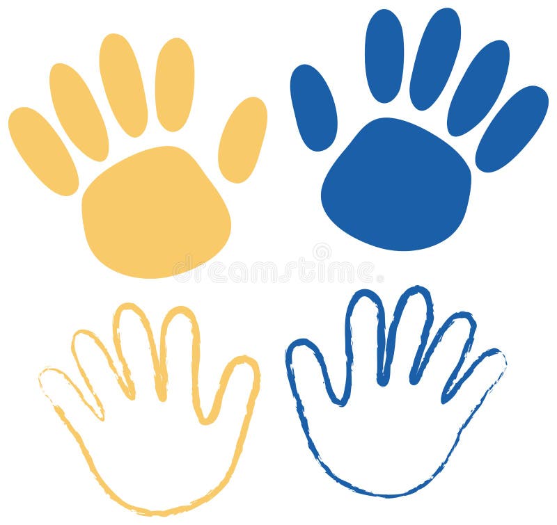 Hands Painted Blue and Yellow Isolated on White Background Stock Vector ...
