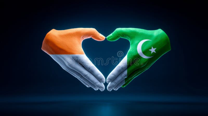 Hands Painted with Indian and Pakistani Flags Forming a Heart Together ...