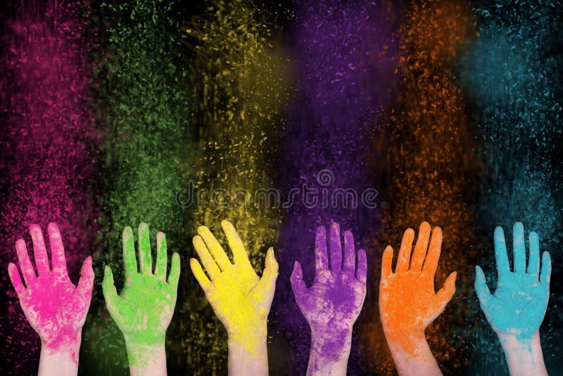Hands, Palms Colored with Holi Festival Colors Stock Photo - Image of ...
