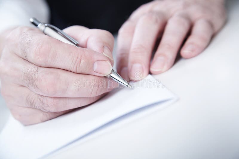 Businessman Signing or Writing a Document Stock Image - Image of deal ...