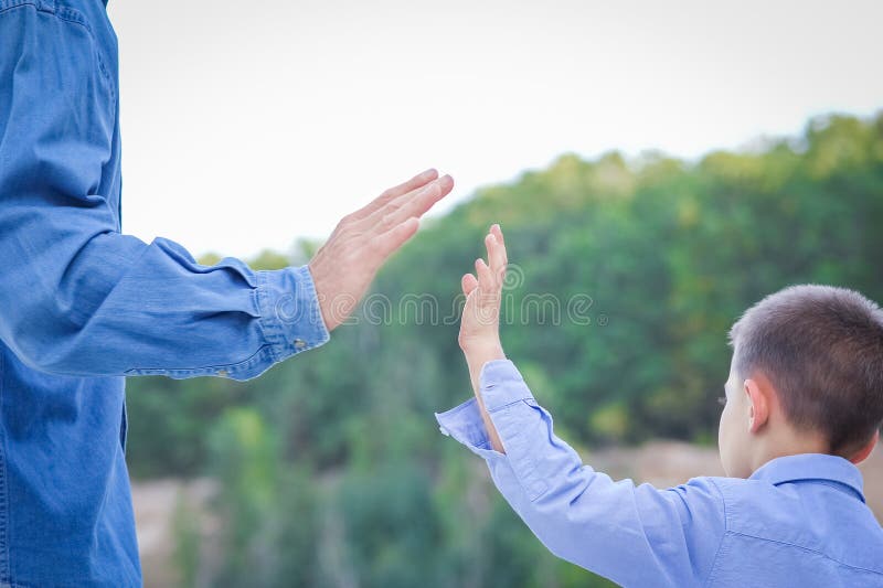 A Hands of Parent and Child in Nature in the Park Travel Stock Photo ...