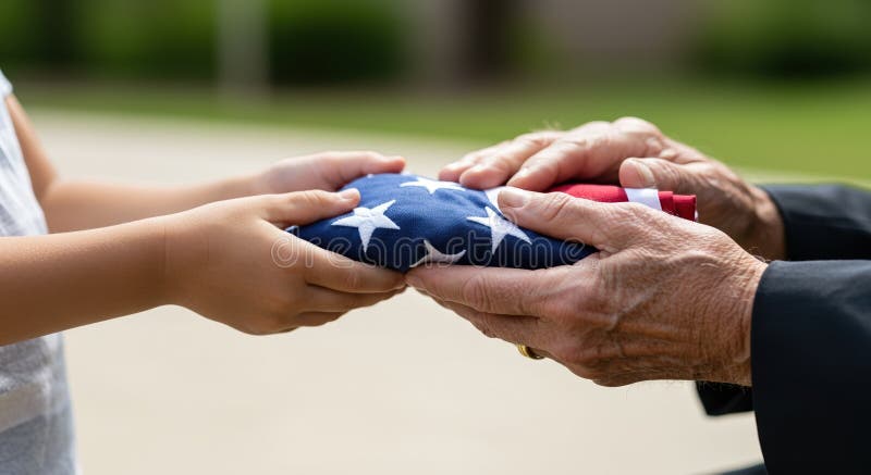 Hands Pass Folded Flag, Honoring Military Legacy. Legacy, Remembrance ...