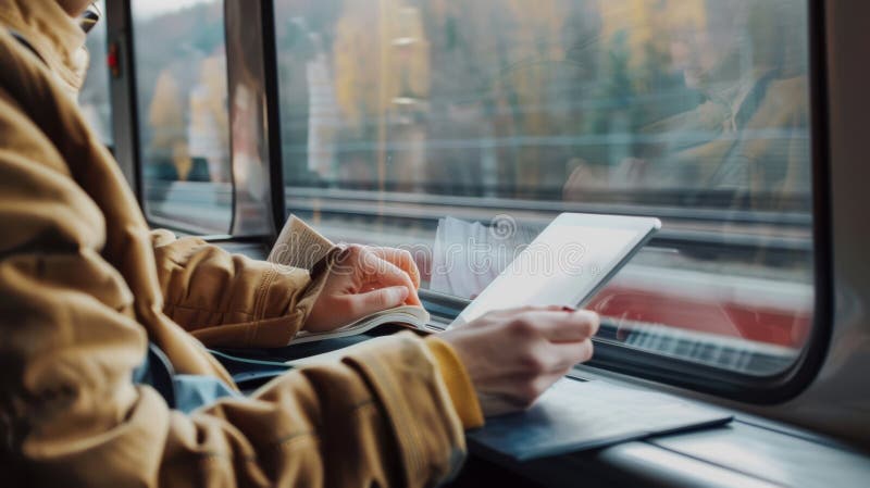The Passenger Reading Ebook.AI Generated Image Stock Image - Image of motion, journey: 380234971