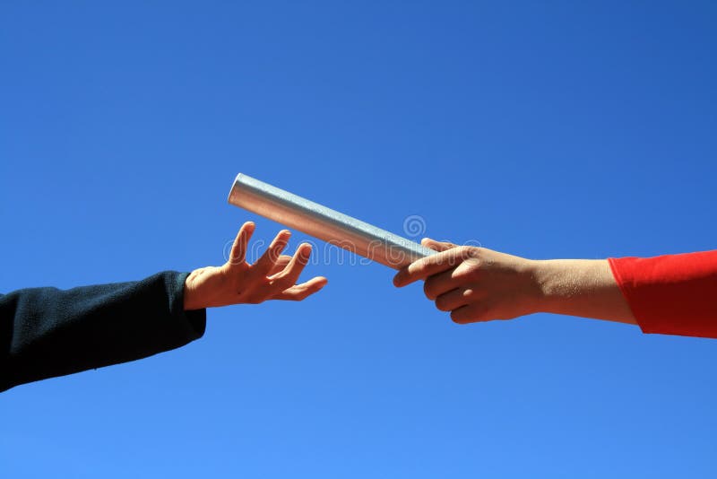 Relay Baton Handoff with Sky Stock Photo - Image of concentration ...