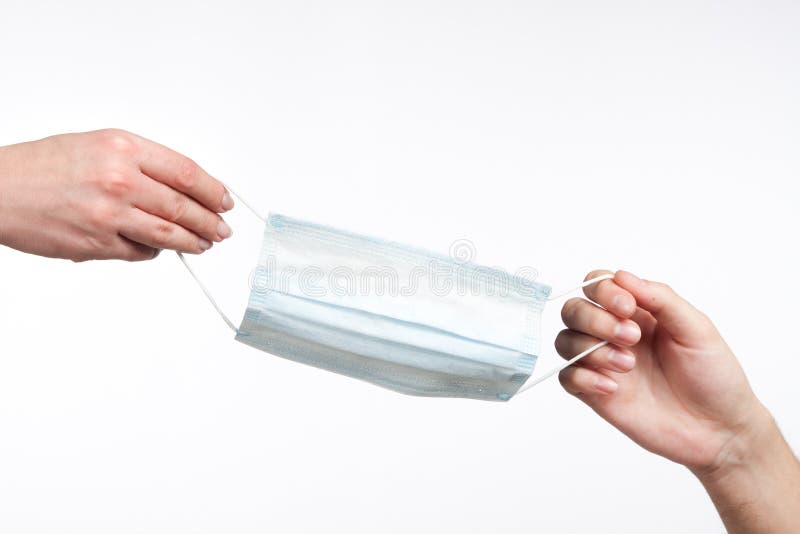 Hands Passing Protective Mask Stock Image - Image of protective ...