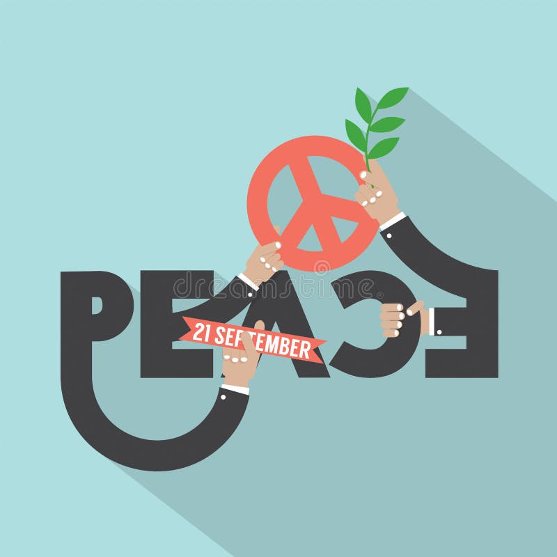 Hands with Peace Typography Design. Stock Vector - Illustration of ...