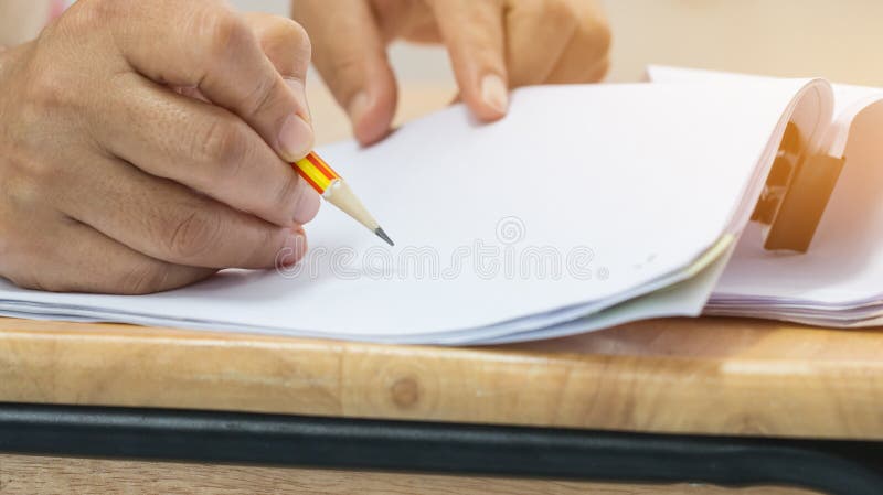 Hands with Pencil Over Application Form, Students Taking Exams, Writing ...