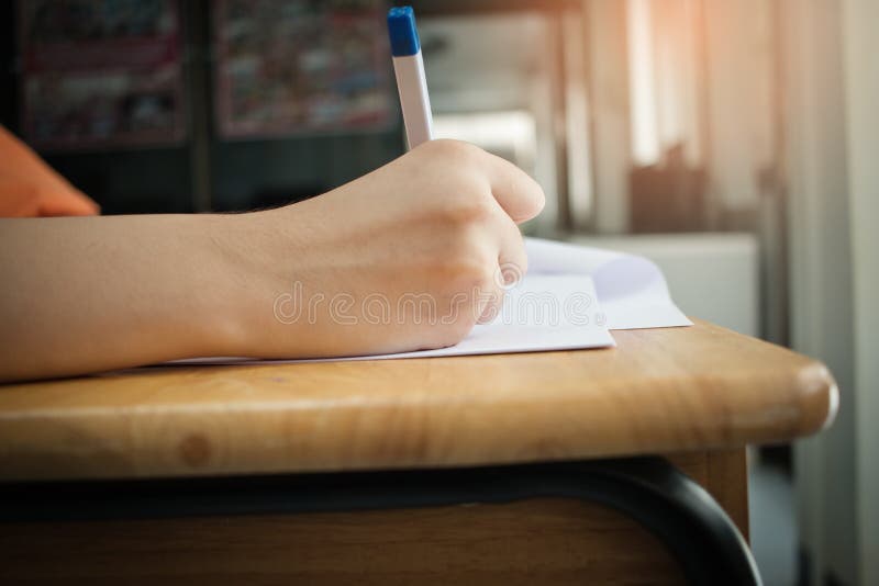 Hands with Pencil Over Application Form, Students Taking Exams, Writing ...