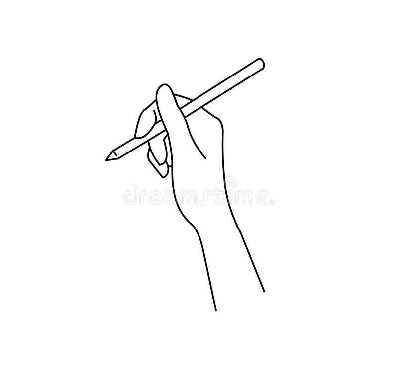 Hands with Pencil Sign Black Thin Line. Vector Stock Vector ...