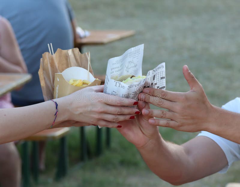 Hands of People Passing Fast Food- Stock Photo - Image of deliver, menu ...