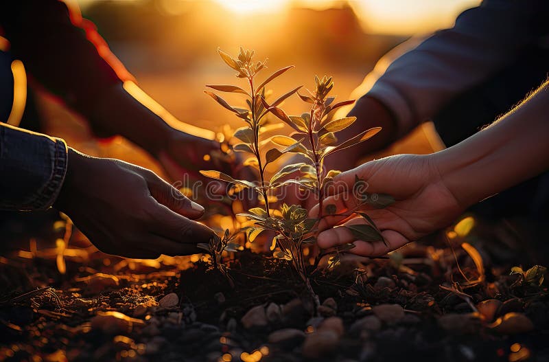 People Planting Trees. Nature Reforestation Ecology Concept, Characters ...
