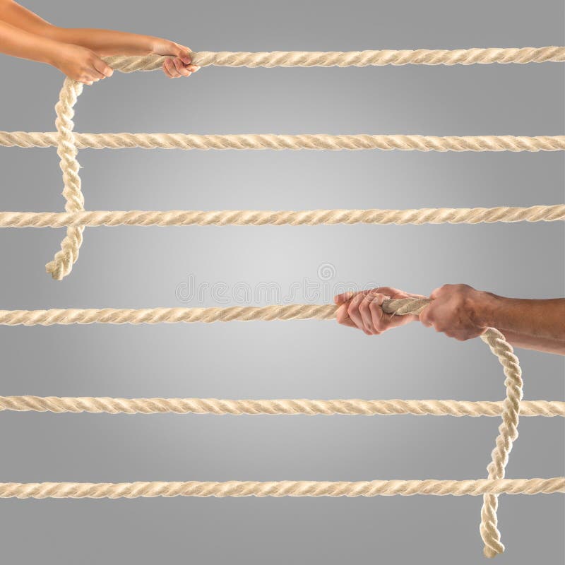 Hands of People Pulling the Rope on White Background. Competition ...