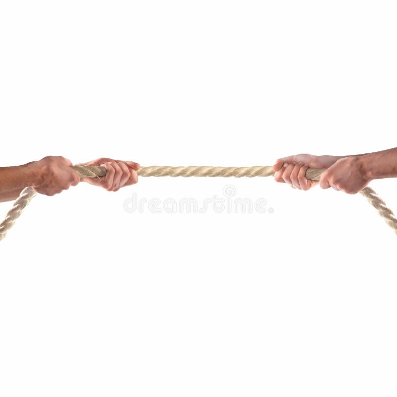 Hands of People Pulling the Rope on White Background. Competition ...